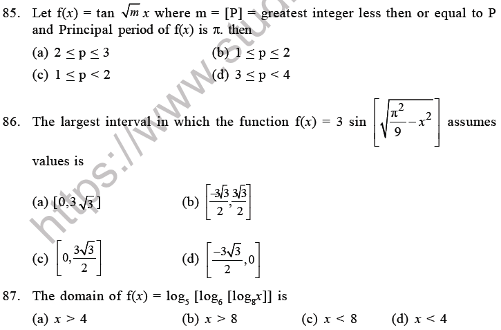 Jee Mathematics Relation And Functions Mcqs Set C With Answers